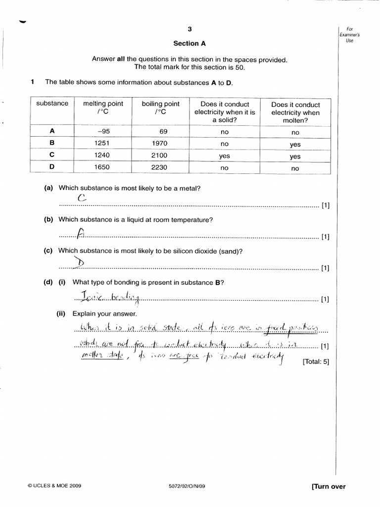2009 O Level Chem Questions With Answers | PDF | Ammonia | Ammonium