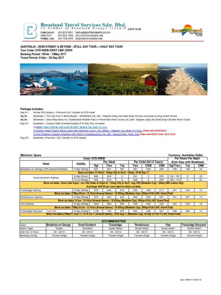 Australia - 5d4n Syd and Beyond (01apr-30sep17) | PDF | Business