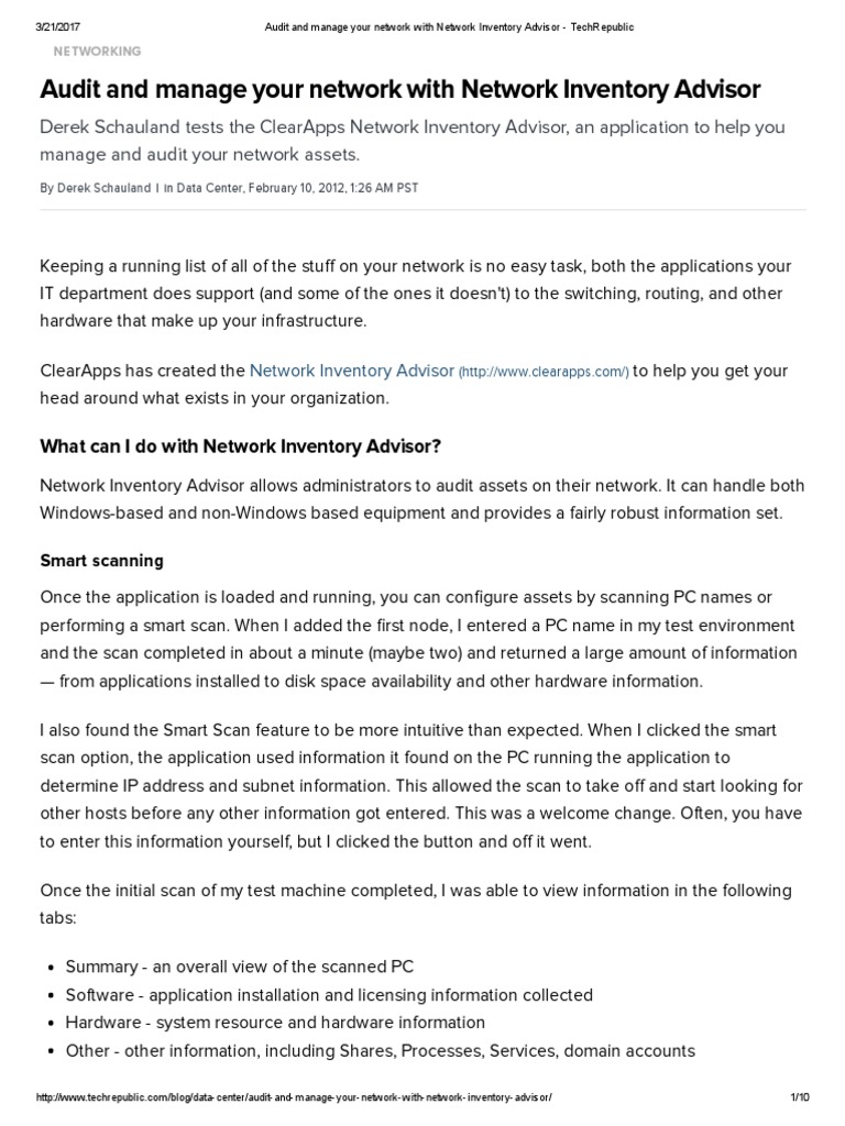 Network Inventory Advisor Review | PDF | Image Scanner | Computer Network