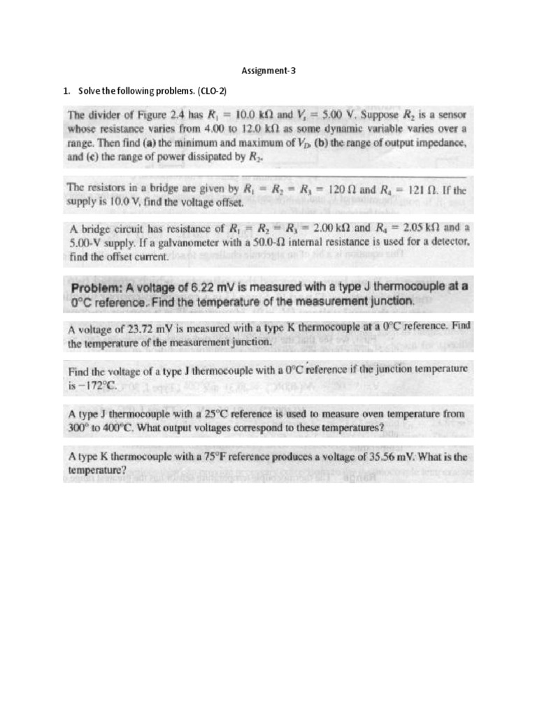 Assignment-3 1. Solve The Following Problems. (CLO-2) | PDF