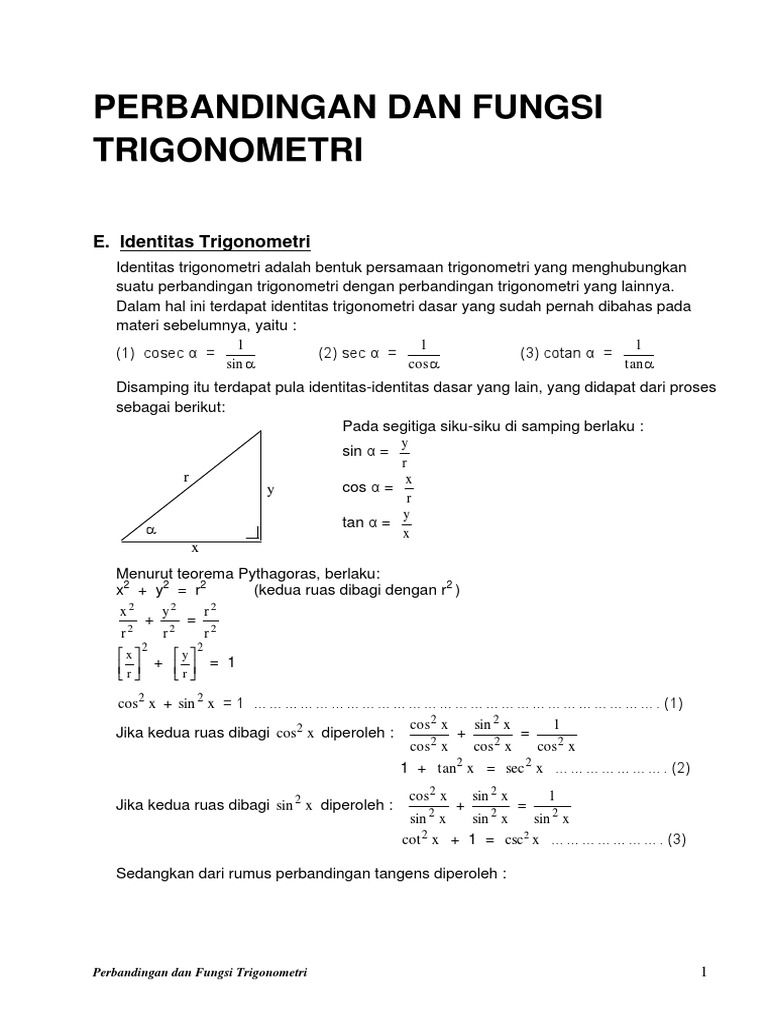 Identitas dan Fungsi Trigonometri | PDF