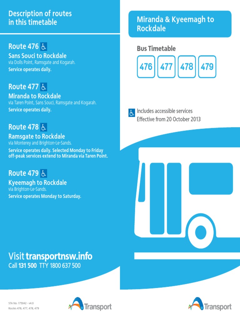 Rockdale Bus Timetable Routes 476-479 | PDF | Bus | Bus Transport