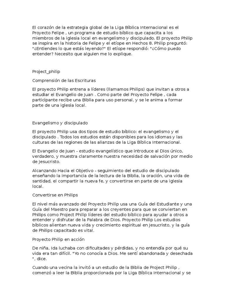 Proyecto Felipe | PDF | Evangélico | Biblia