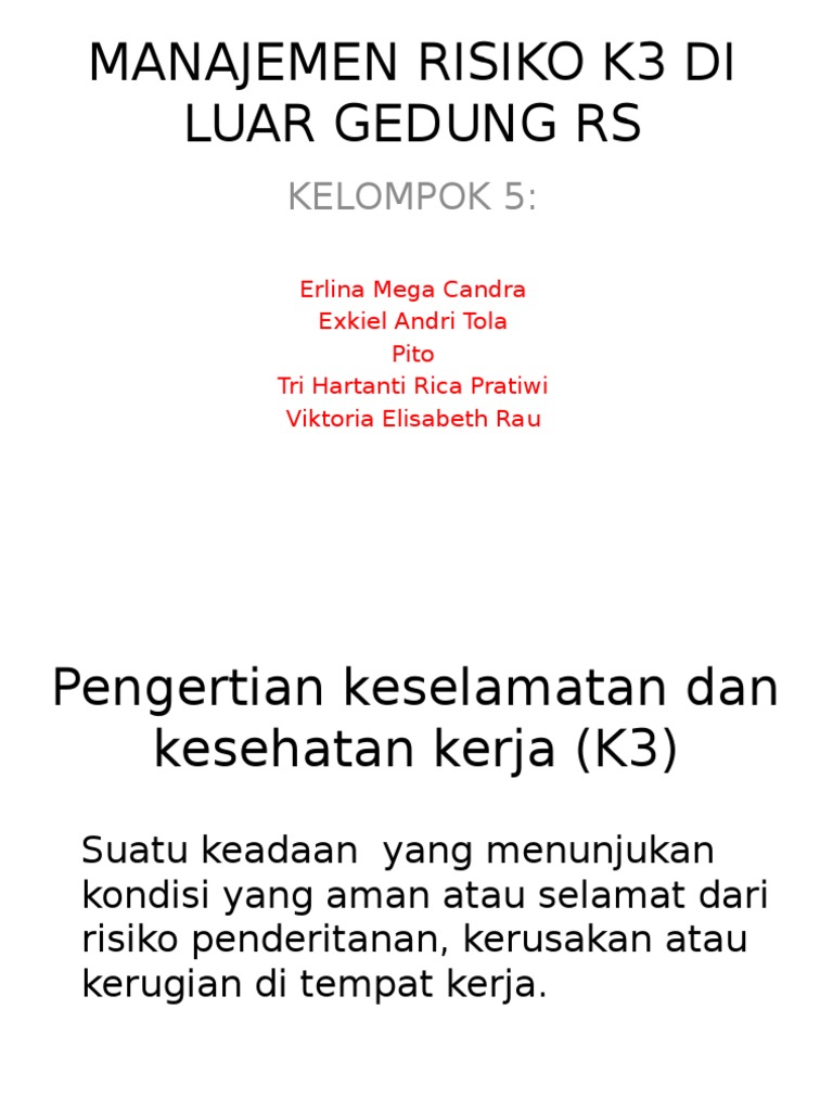 Manajemen Risiko K3 Di Luar Gedung Rs Pdf Sains Matematika