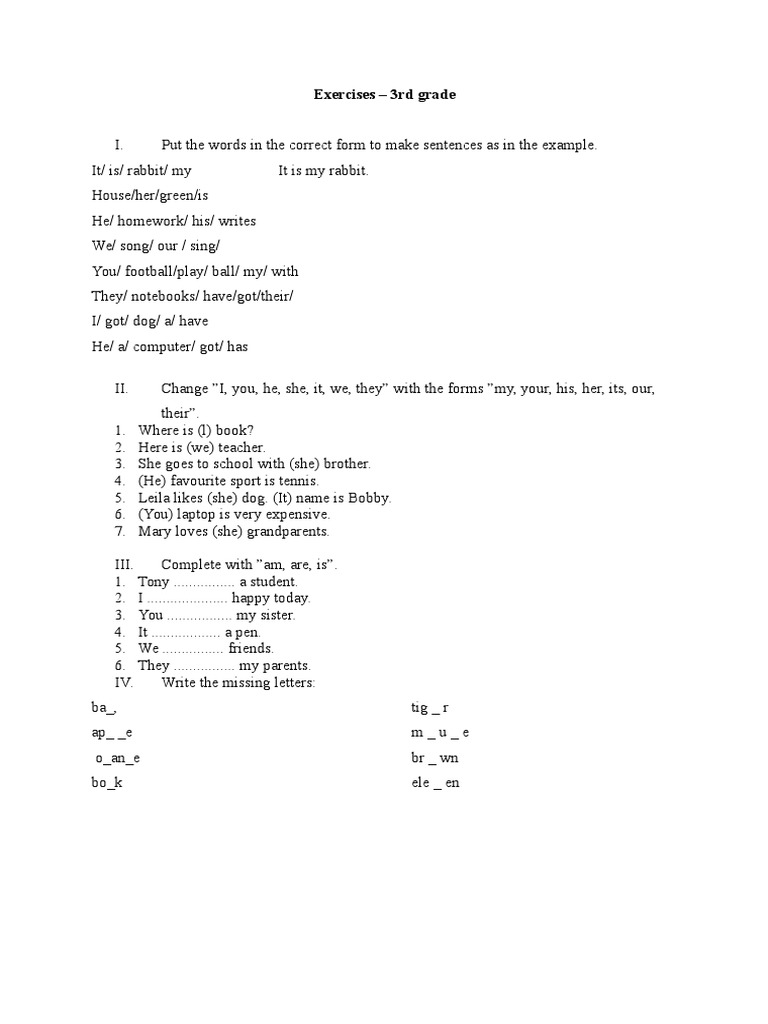 Exercises - 3rd Grade | PDF