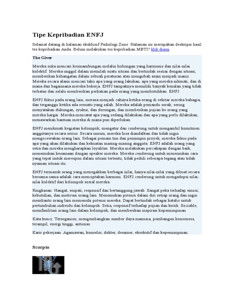 Tipe Kepribadian ENFJ | PDF
