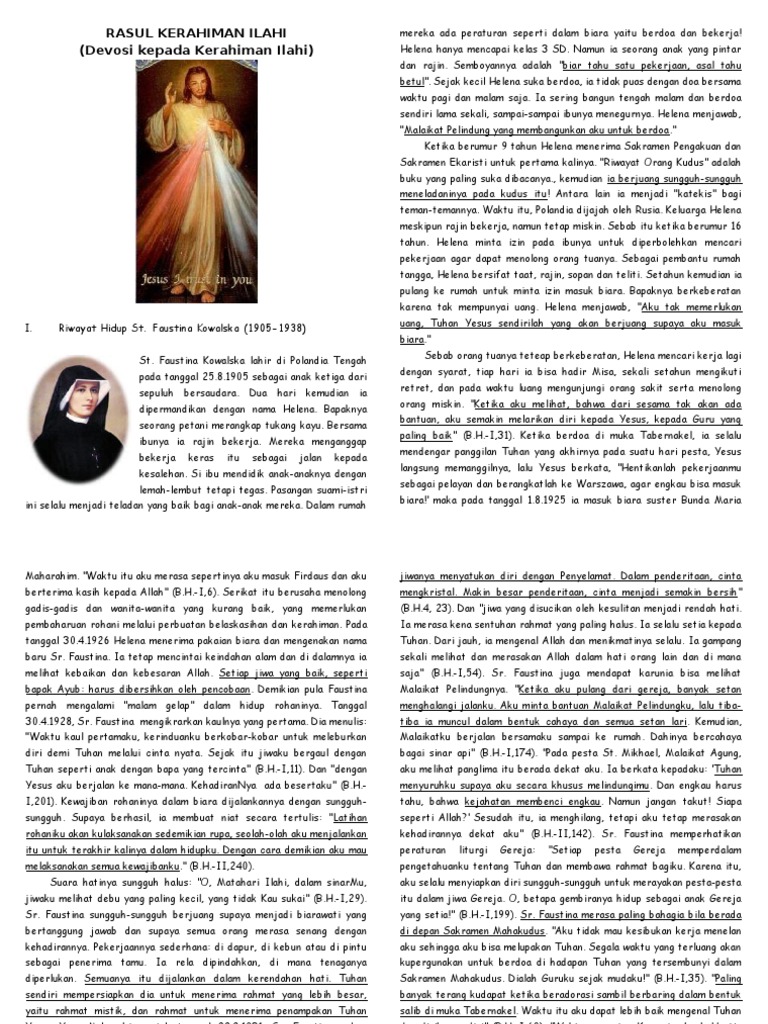 Kisah Hidup St. Faustina Kowalska | PDF