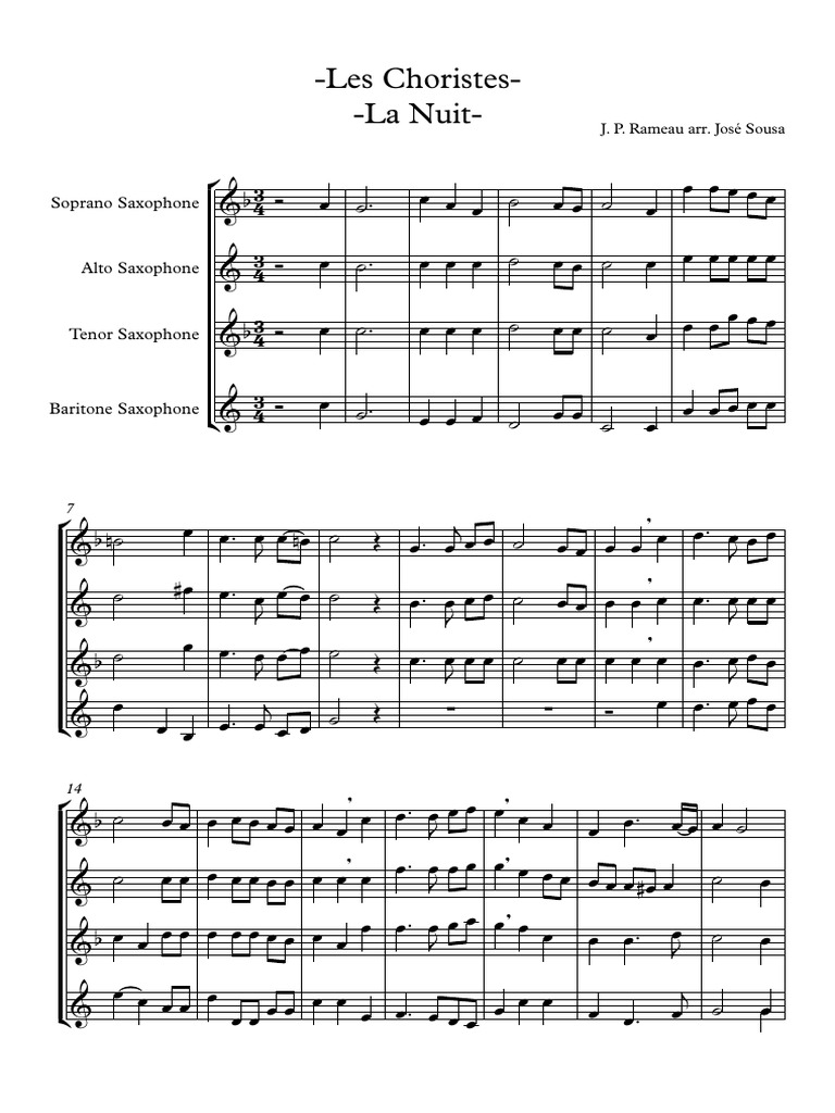 Les Choristes- La Nuit - Score and Parts | Saxophone | Technologie musicale
