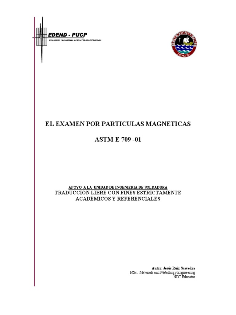 Astm e (Español) 709-01 | PDF | Pruebas no destructivas | Corriente eléctrica