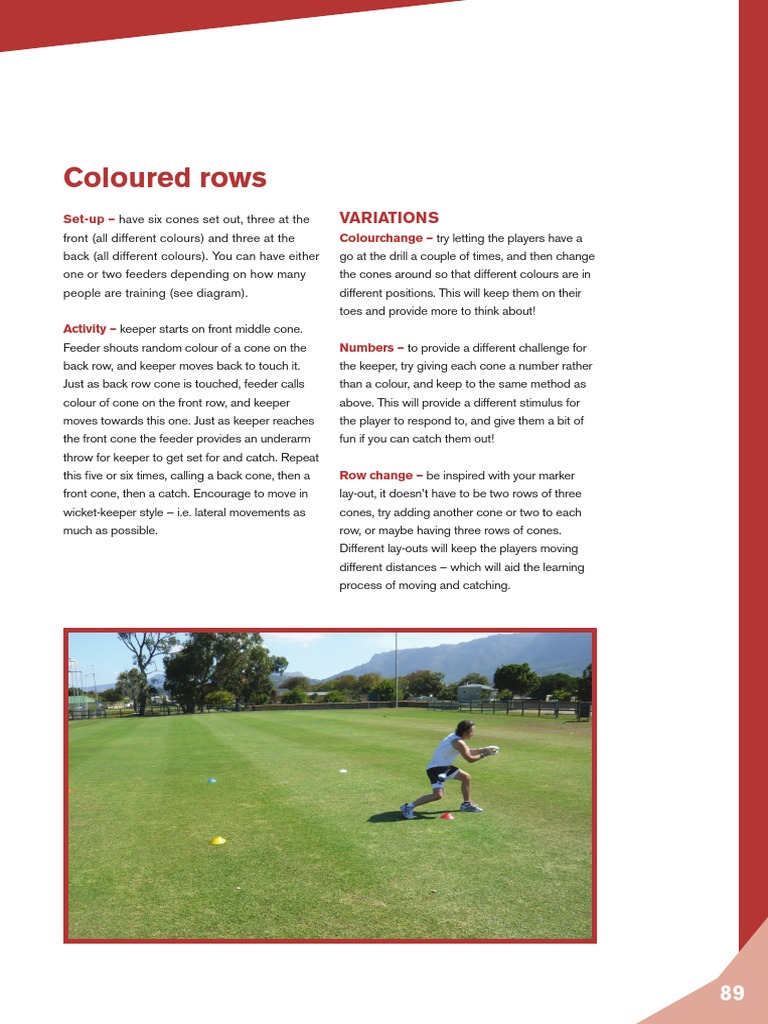 Wicket Keeping Drill Coloured Rows | PDF