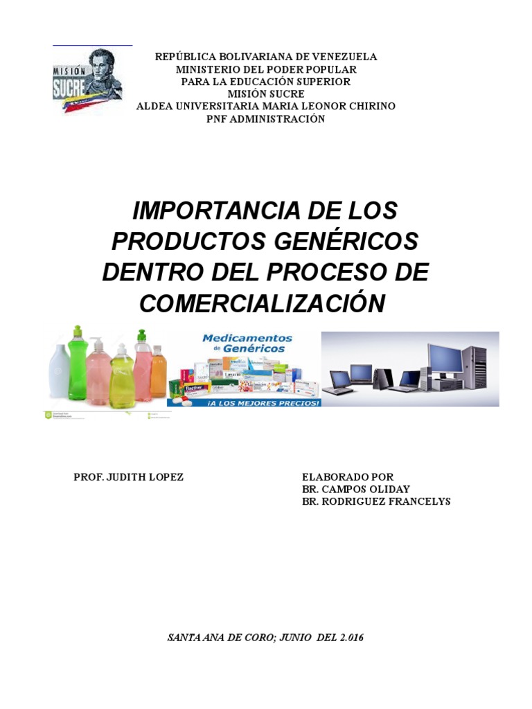 Importancia de Los Productos Genericos | PDF | Distribución (comercial ...