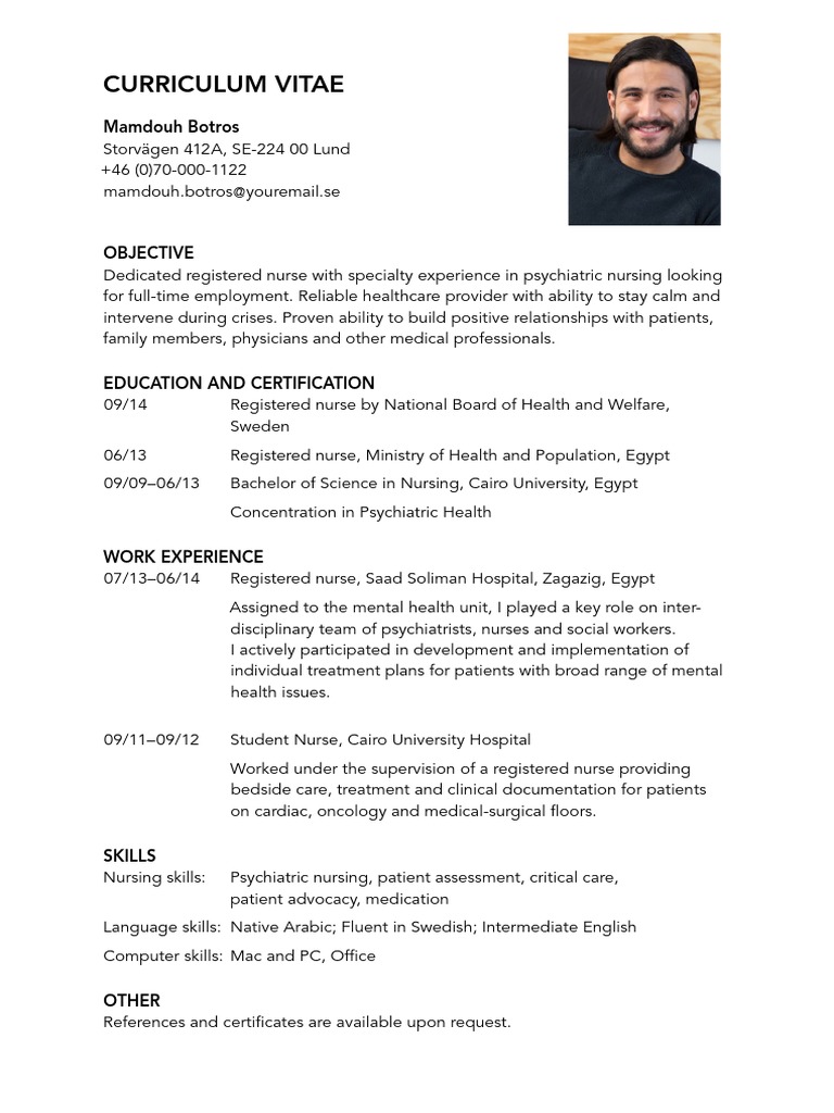 Work in Sweden Example CV Nurse | PDF