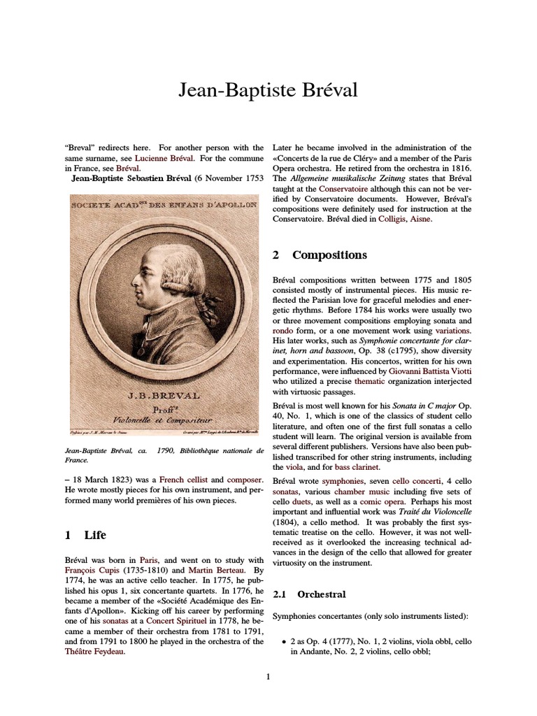 Jean-Baptiste Bréval PDF | PDF | Classical Music | Musical Compositions