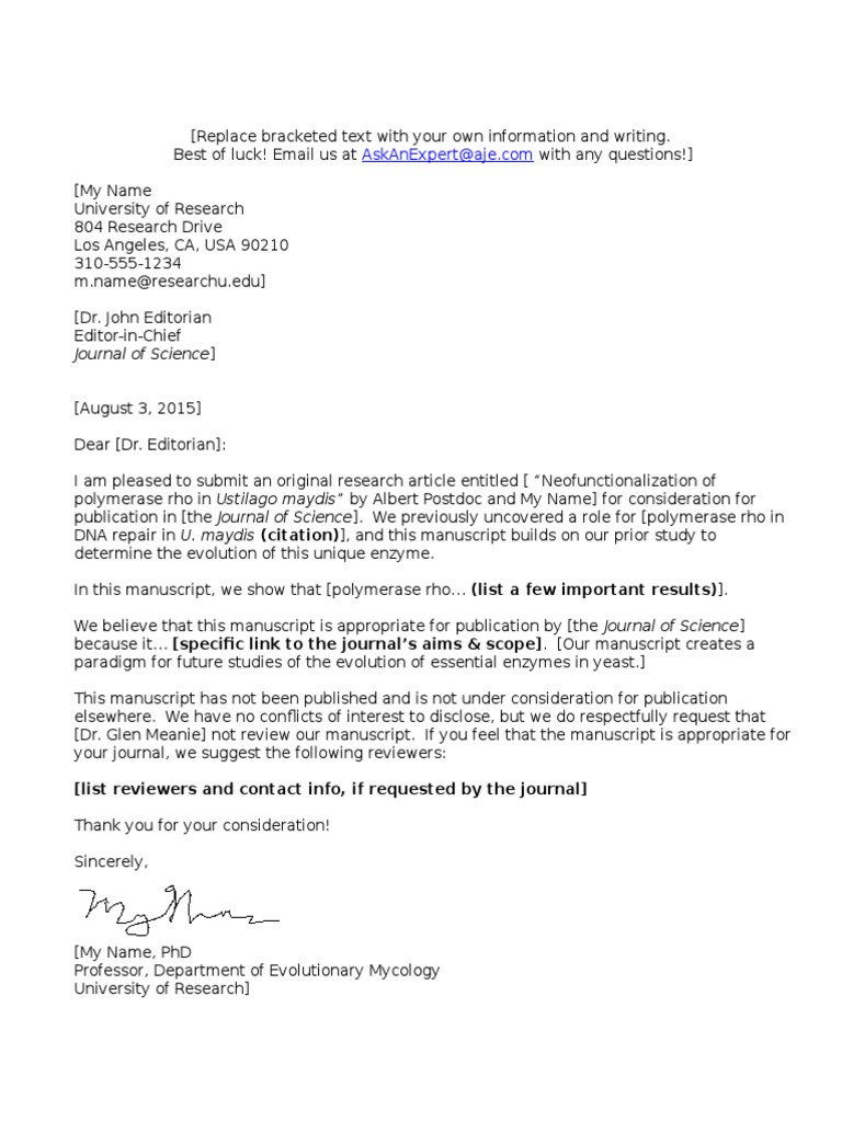 AJE Journal Cover Letter Template | PDF