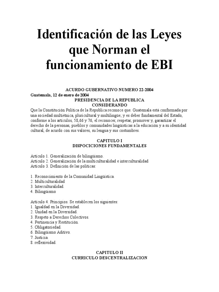 Identificación de Las Leyes Que Norman El Funcionamiento de EBI | PDF | Multilingüismo ...
