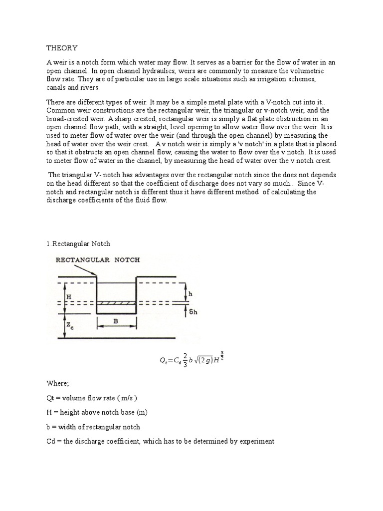 Flow Over Weir Experiment | PDF | Soft Matter | Liquids