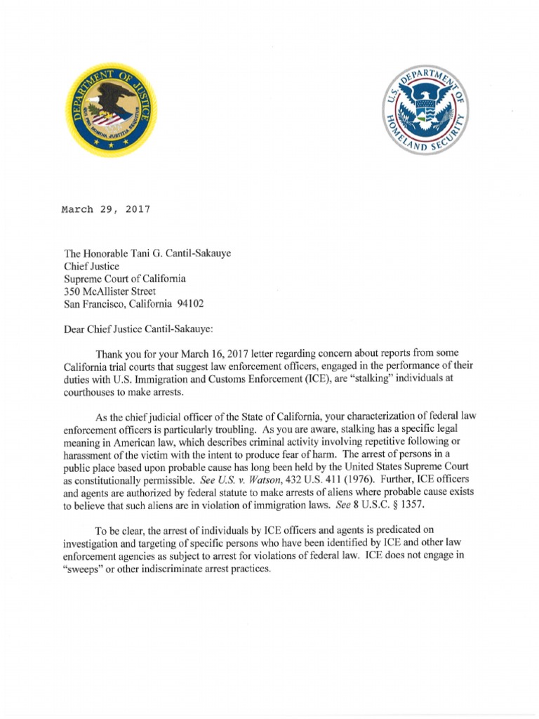 DOJ-DHS Joint Letter | PDF