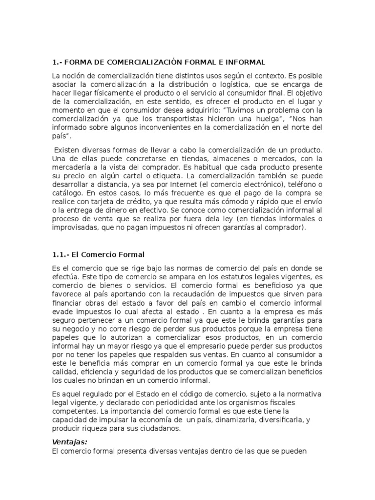 Comercio Formal e Informal: Diferencias Clave | PDF | Sector informal ...