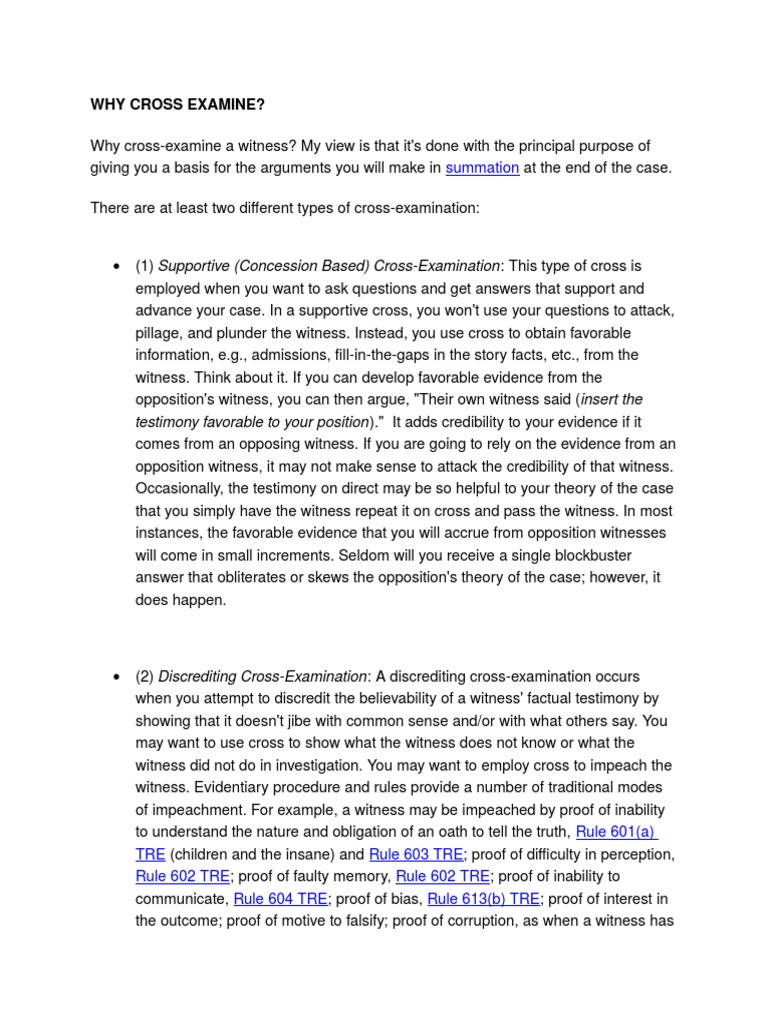 Why Cross Examine | Witness Impeachment | Witness