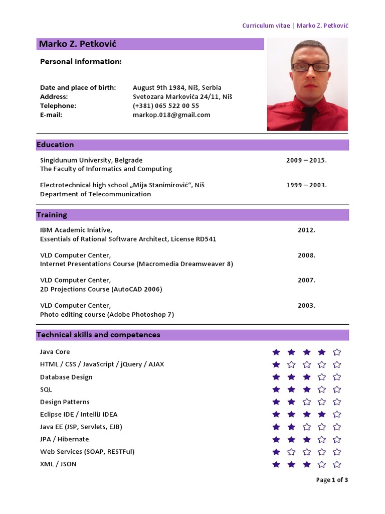 CV - Marko Petkovic | PDF | Spring Framework | Digital Technology
