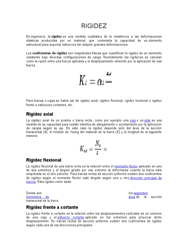 Definición y tipos de rigidez en física | PDF | Rigidez | Mecanica clasica