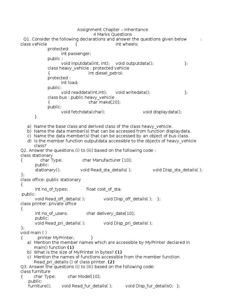 Inheritance Assignment | PDF | Inheritance (Object Oriented Programming ... Inheritance Assignment | PDF | Inheritance (Object Oriented Programming ...
