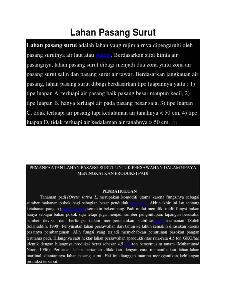 Lahan Pasang Surut | PDF