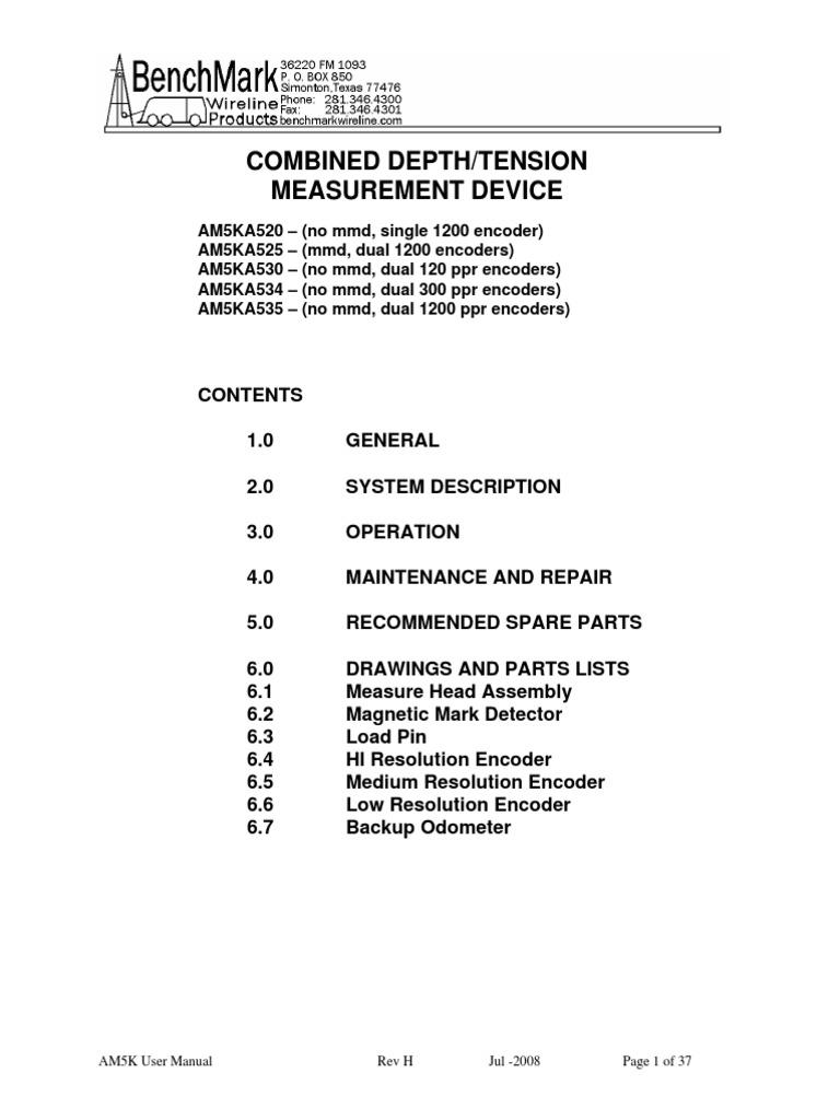 AM5K Depth/Tension Device Manual | PDF | Bearing (Mechanical ...