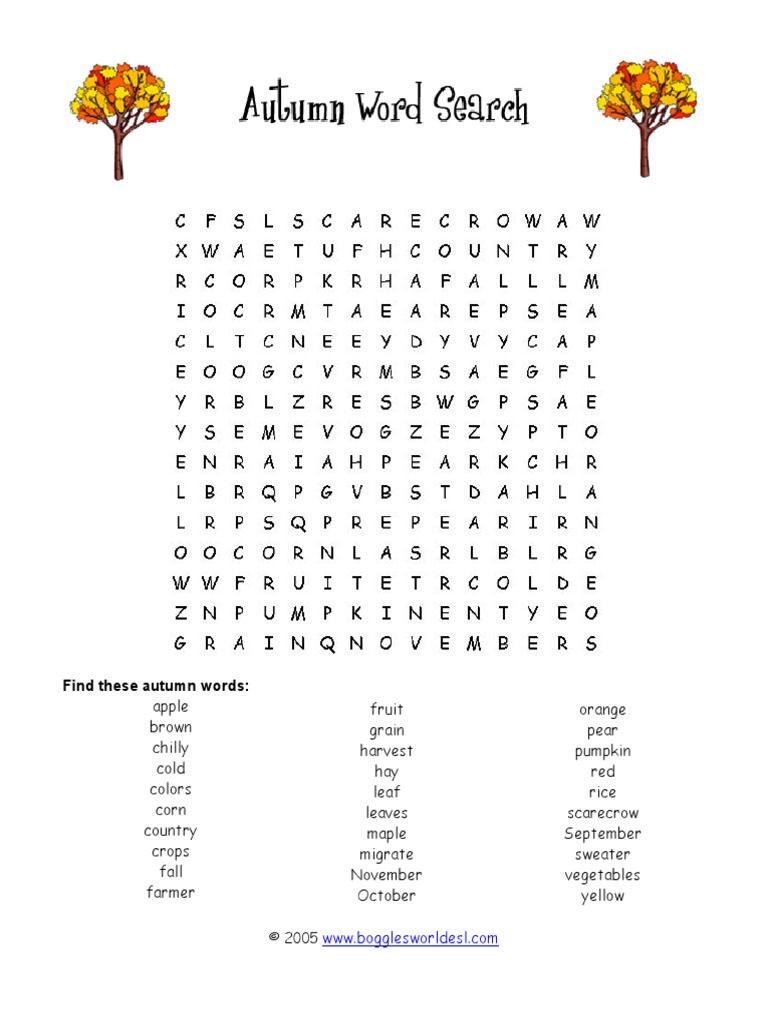Find These Autumn Words: Find These Autumn Words | PDF