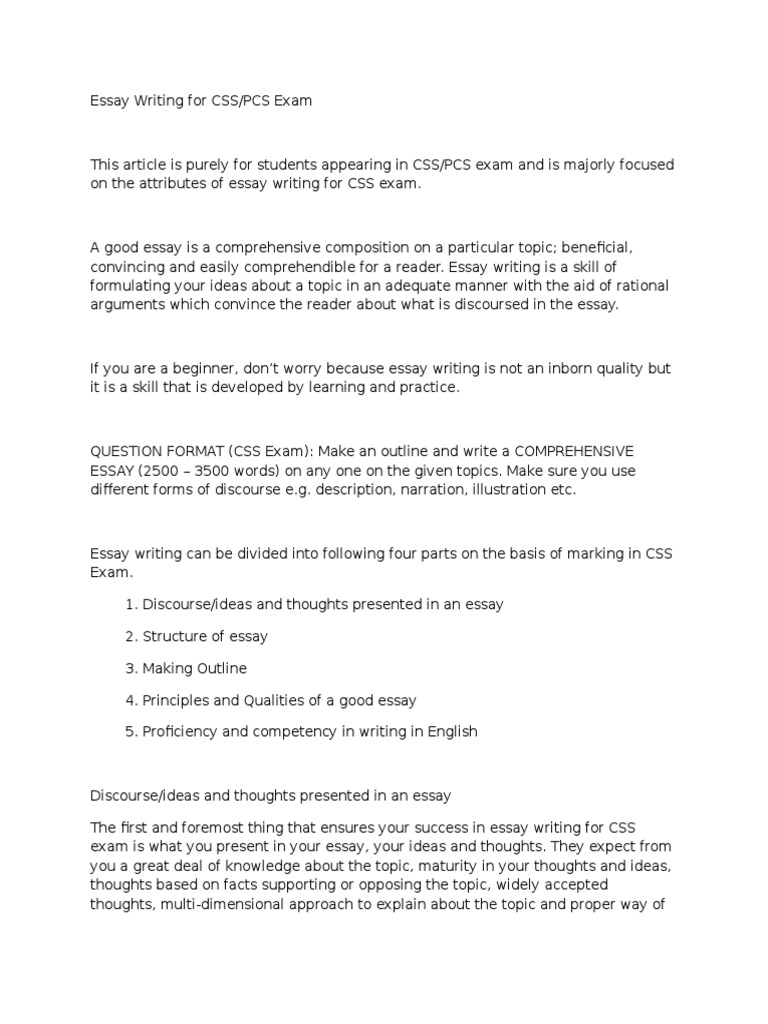 A Comprehensive Guide to Essay Writing for the CSS/PCS Examination ...