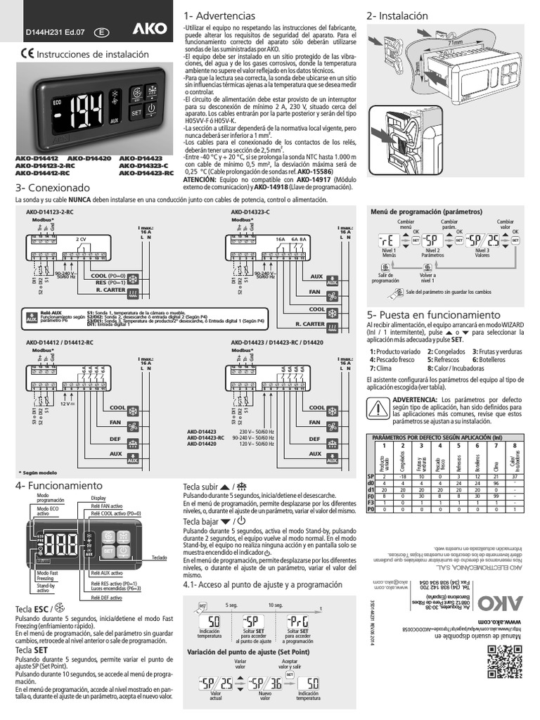 Ficha Técnica AKO D14123 2 RC | Relé | Tecnología (General)