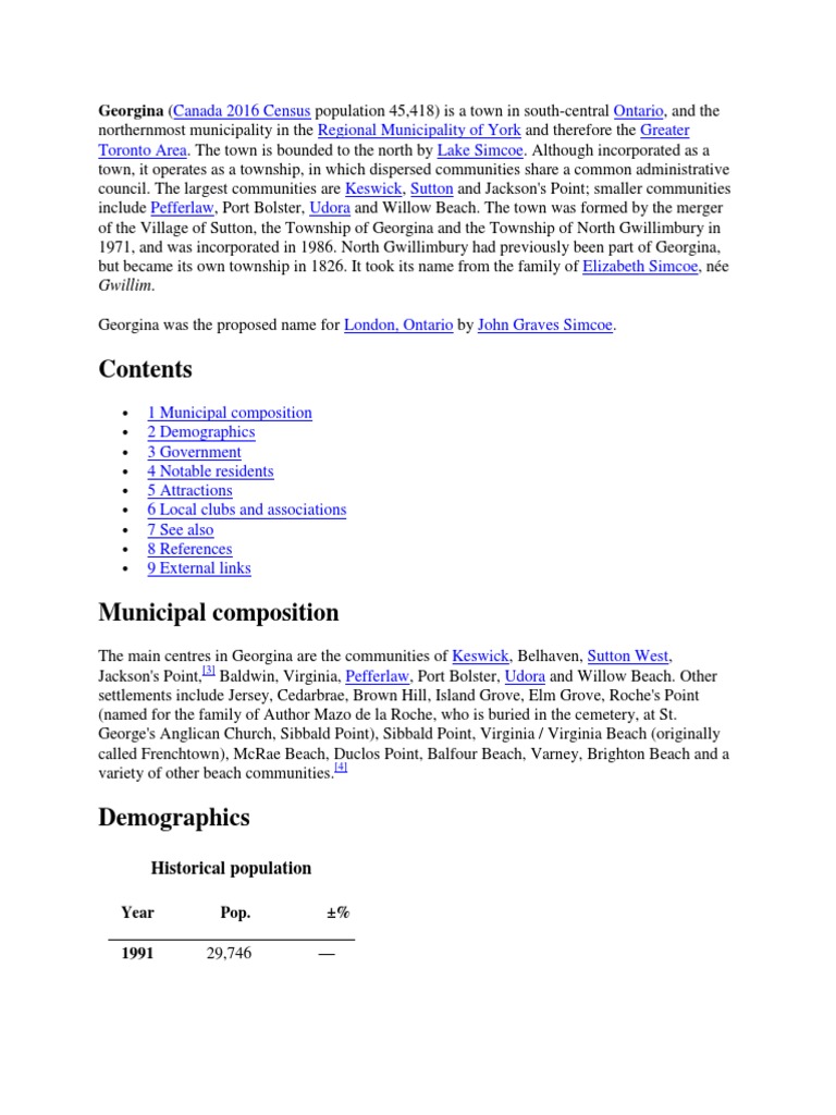 An Overview of the Municipal Town of Georgina and its Diverse ...