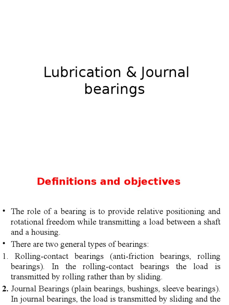 Journal Bearings & Lubrication Basics | PDF | Bearing (Mechanical ...
