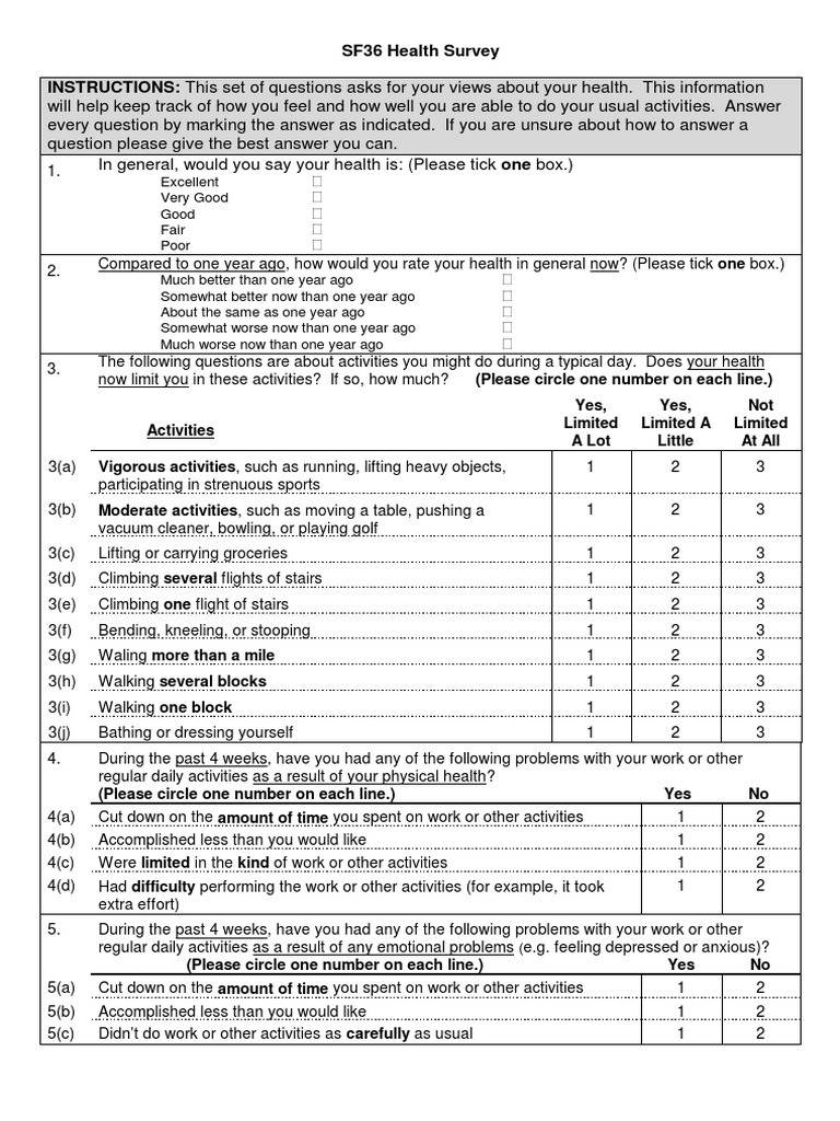sf36 PDF | PDF | Behavioural Sciences | Cognition