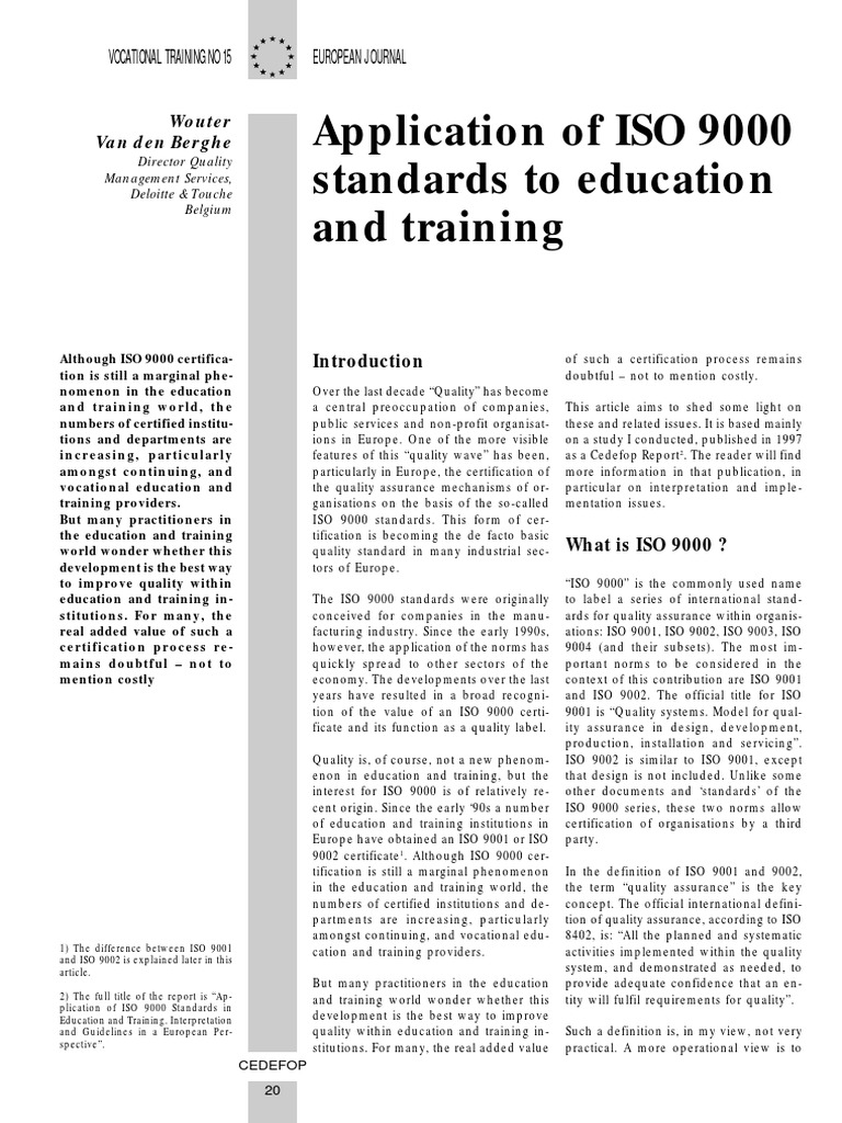 ISO 9000 Standards in Education | PDF | Iso 9000 | Quality Management ...
