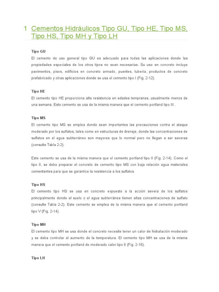 Cementos Hidráulicos Tipo GU | PDF | Cemento | Hormigón