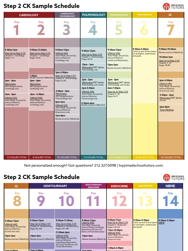 Sample Step 2 Study Schedule PDF | PDF | Pulmonology | Endocrine System