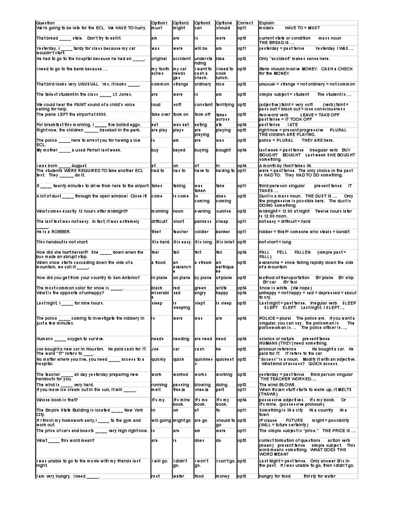 ECL Exam | Curtain | Verb