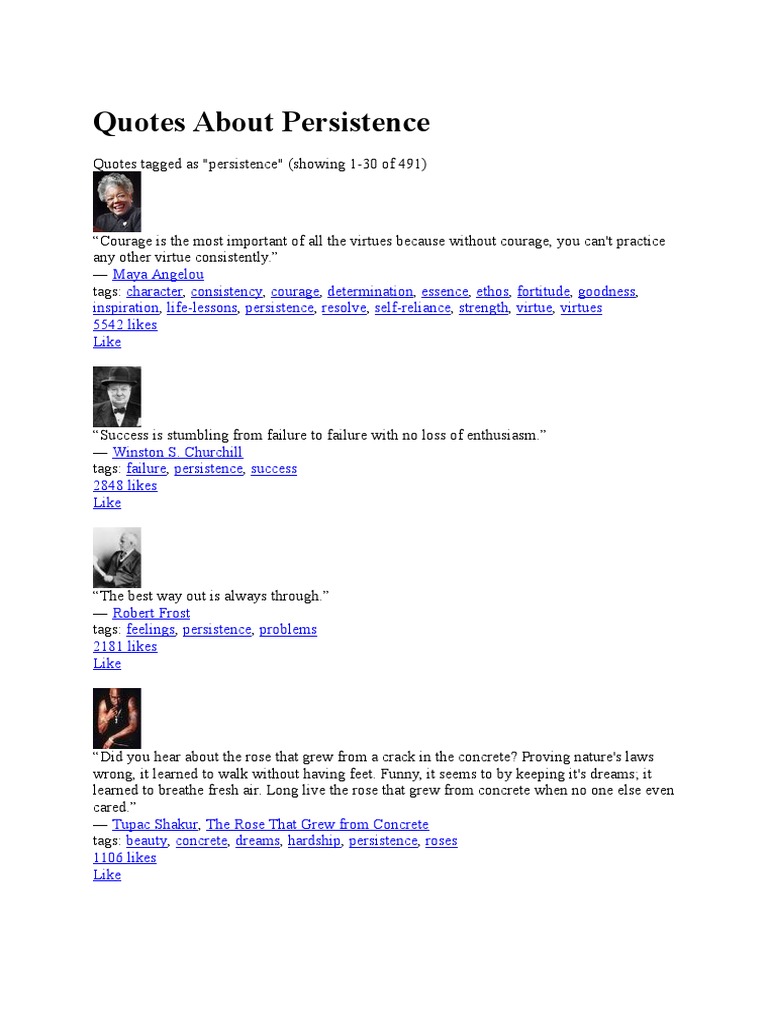 Quotes on Persistence and Determination | PDF | Courage | Psychological ...
