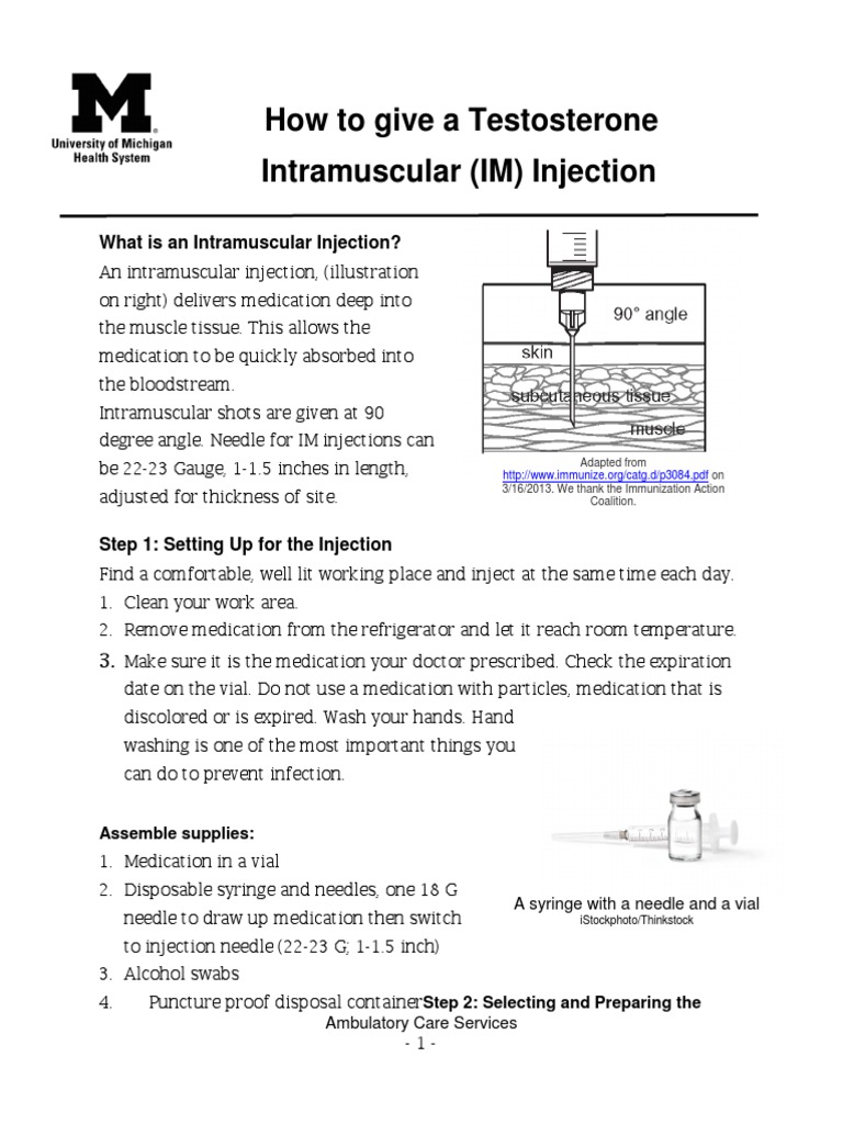 Intramuscular Self Injection of Testosterone | PDF | Injection ...