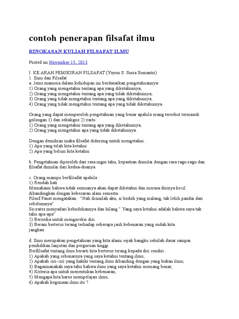 Contoh Penerapan Filsafat Ilmu | PDF | Ilmu Sosial | Filsafat