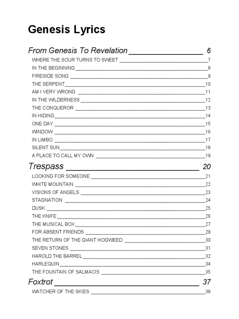 Genesis Lyrics | PDF