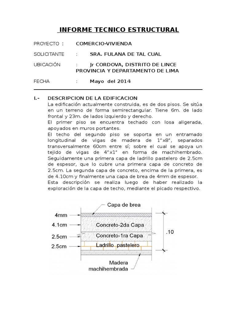 Informe Tecnico Estructural Techo de Madera Con Losa de Concreto ...