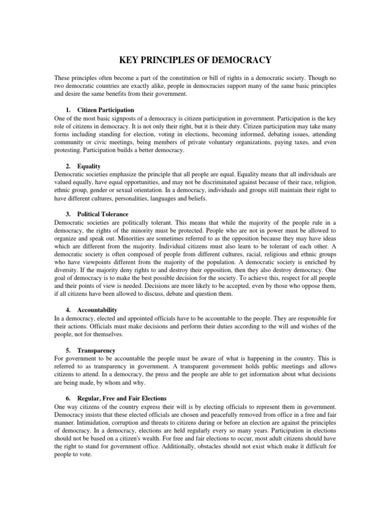 Key Principles of Democracy | PDF | Elections | Democracy