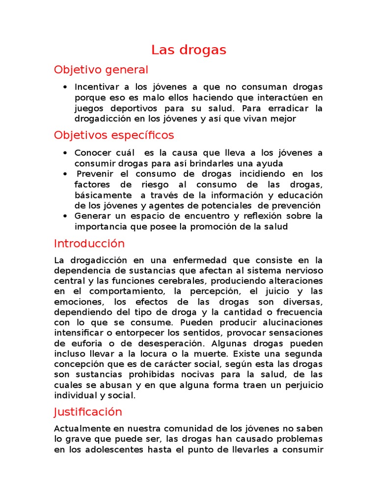 Monografia Las Drogas | PDF | Cannabis (Droga) | La dependencia de sustancias