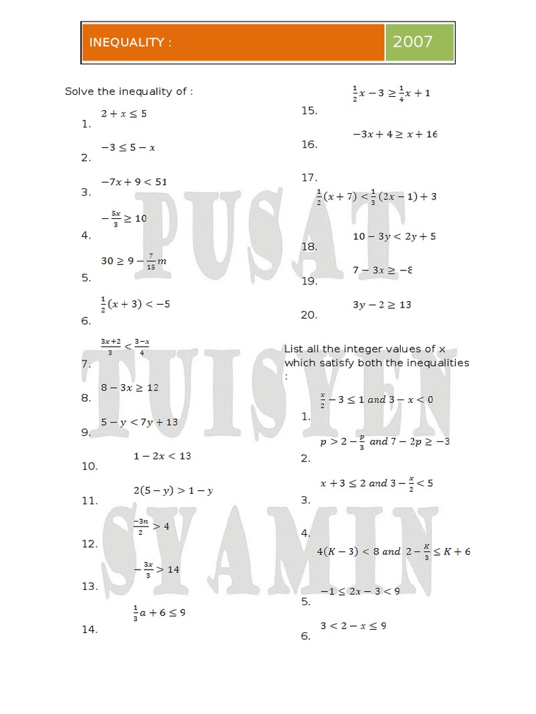 Solving Multiple Inequality Problems: Finding All Integer Values that Satisfy Systems of ...