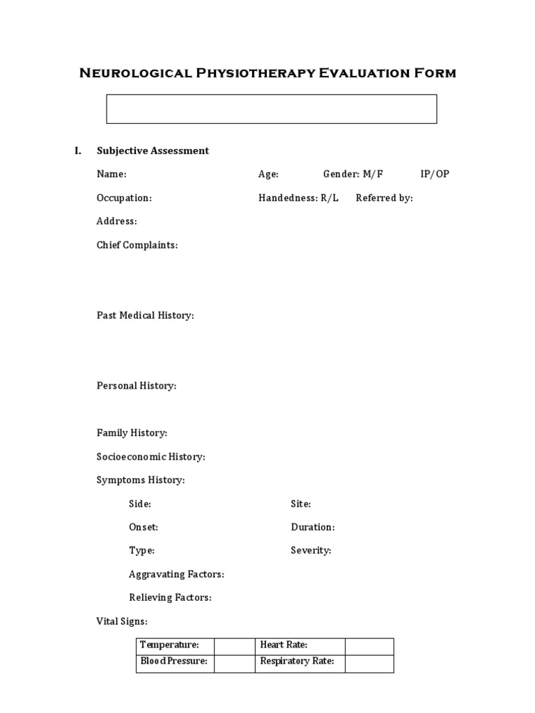 Neurological Physiotherapy Evaluation Form | PDF | Anatomical Terms Of ...