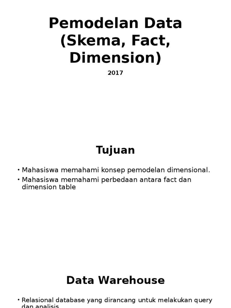 Minggu5-Pemodelan Data Pada Data Warehouse | PDF | Bisnis | Pengelolaan Keuangan & Uang
