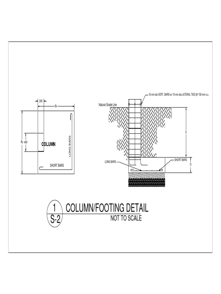 Column Footing Detail S-2 Drawing | PDF