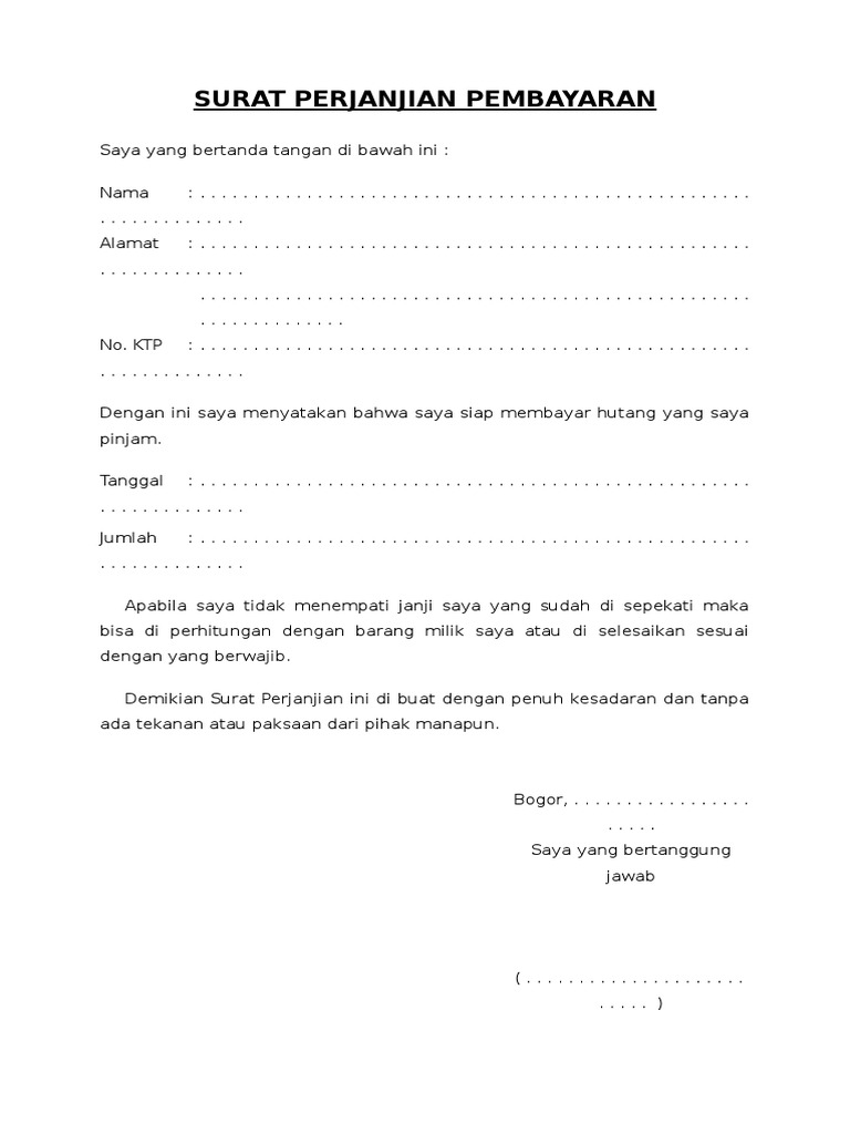 Surat Perjanjian Pembayaran | PDF